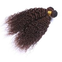 China #4 Medium Brown Kinky Curly Remy Human Hair Bundles 10-28 Inch Brazilian Weave for sale