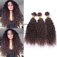 China #4 Medium Brown Kinky Curly Remy Human Hair Bundles 10-28 Inch Brazilian Weave for sale