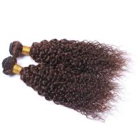 China #4 Medium Brown Kinky Curly Remy Human Hair Bundles 10-28 Inch Brazilian Weave for sale