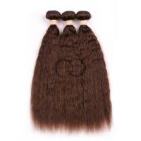 China Remy Human Hair Bundles Kinky Straight #4 Medium Brown 10-28 Inch Sew In Weave Brazilian Bundle Deals for sale