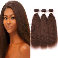 China Remy Human Hair Bundles Kinky Straight #4 Medium Brown 10-28 Inch Sew In Weave Brazilian Bundle Deals for sale
