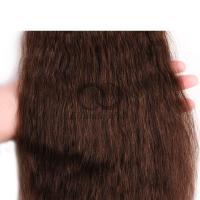 China Remy Human Hair Bundles Kinky Straight #4 Medium Brown 10-28 Inch Sew In Weave Brazilian Bundle Deals for sale