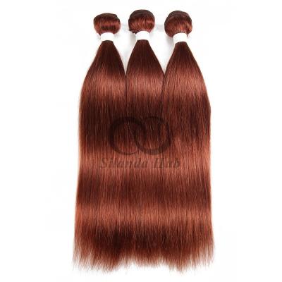 China #33 Dark Auburn Straight Remy Human Hair Bundles 10-28 Inch Brazilian Weave 3 Bundles for sale