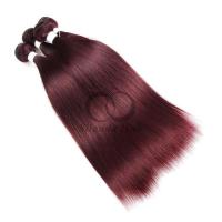 China 99J Dark Wine Straight Remy Human Hair Bundles 10-28 Inch Brazilian Sew In Weave for sale
