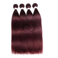 China 99J Dark Wine Straight Remy Human Hair Bundles 10-28 Inch Brazilian Sew In Weave for sale