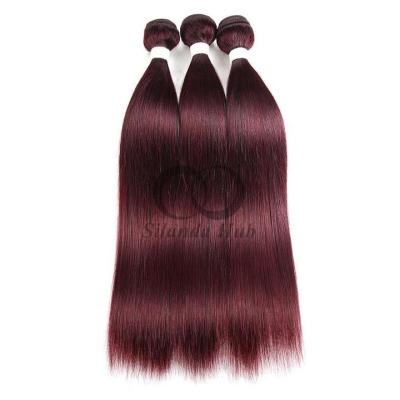 China 99J Dark Wine Straight Remy Human Hair Bundles 10-28 Inch Brazilian Sew In Weave for sale