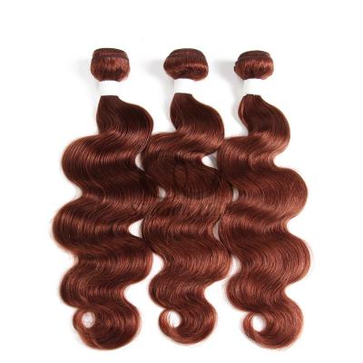 China #33 Dark Auburn Body Wave Remy Human Hair Bundles 10-28 Inch Brazilian Sew In Weave for sale