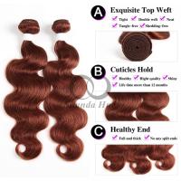 China #33 Dark Auburn Body Wave Remy Human Hair Bundles 10-28 Inch Brazilian Sew In Weave for sale