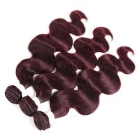 China 99J Dark Wine Body Wave Remy Human Hair Bundles 10-28 Inch Brazilian Weave 3 Bundles for sale