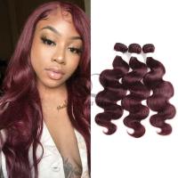 China 99J Dark Wine Body Wave Remy Human Hair Bundles 10-28 Inch Brazilian Weave 3 Bundles for sale
