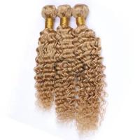 China 27 Honey Blonde Deep Wave Remy Human Hair Bundles 10-28 Inch Brazilian Weave for sale