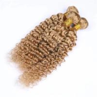 China 27 Honey Blonde Deep Wave Remy Human Hair Bundles 10-28 Inch Brazilian Weave for sale