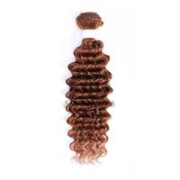 China #30 Medium Auburn Deep Wave Remy Human Hair Bundles 10-28 Inch Brazilian Sew In Weave for sale