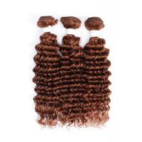 China #30 Medium Auburn Deep Wave Remy Human Hair Bundles 10-28 Inch Brazilian Sew In Weave for sale