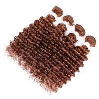 China #30 Medium Auburn Deep Wave Remy Human Hair Bundles 10-28 Inch Brazilian Sew In Weave for sale