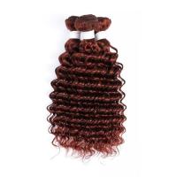 China #33 Dark Auburn Deep Wave Remy Human Hair Bundles 10-28 Inch Brazilian Sew In Weave for sale
