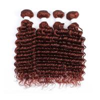 China #33 Dark Auburn Deep Wave Remy Human Hair Bundles 10-28 Inch Brazilian Sew In Weave for sale