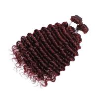 China 99J Dark Wine Deep Wave Remy Human Hair Bundles 10-28 Inch Brazilian Weave 3 Bundles for sale