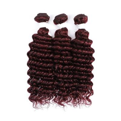 China 99J Dark Wine Deep Wave Remy Human Hair Bundles 10-28 Inch Brazilian Weave 3 Bundles for sale