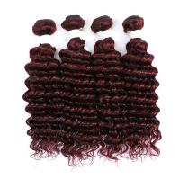 China 99J Dark Wine Deep Wave Remy Human Hair Bundles 10-28 Inch Brazilian Weave 3 Bundles for sale
