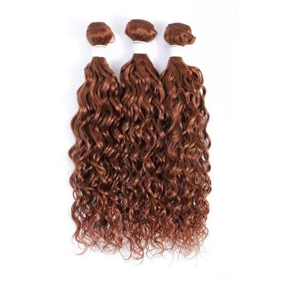 China #30 Medium Auburn Water Wave Remy Human Hair Bundles 10-28 Inch Brazilian Sew In Weave for sale
