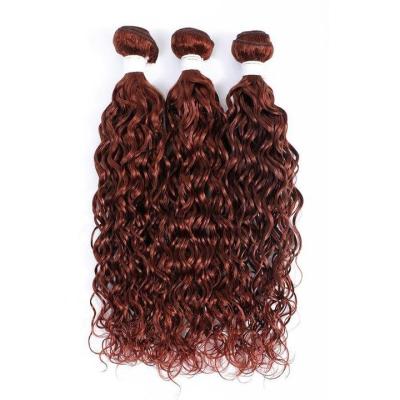 China #33 Dark Auburn Water Wave Remy Human Hair Bundles 10-28 Inch Brazilian Sew In Weave 3 Bundles Per Set for sale