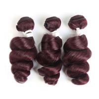 China #99J Dark Wine Loose Wave Remy Human Hair Bundles 10-28 Inch Sew In Weave Brazilian Bundle Deals for sale