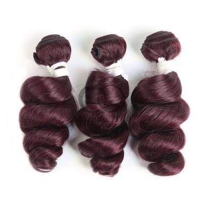 China #99J Dark Wine Loose Wave Remy Human Hair Bundles 10-28 Inch Sew In Weave Brazilian Bundle Deals for sale