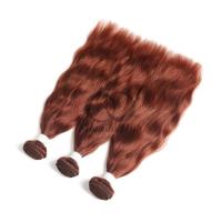 China #33 Dark Auburn Natural Wave Remy Human Hair Bundles 10-28 Inch Brazilian Sew In Weave for sale