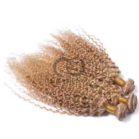 China 27 Honey Blonde Kinky Curly Remy Human Hair Bundles 10-28 Inch Brazilian Sew In Weave for sale