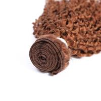 China #30 Medium Auburn Kinky Curly Remy Human Hair Bundles 10-28 Inch Sew In Weave Brazilian Bundle Deals for sale