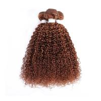 China #30 Medium Auburn Kinky Curly Remy Human Hair Bundles 10-28 Inch Sew In Weave Brazilian Bundle Deals for sale