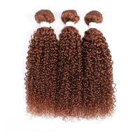 China #30 Medium Auburn Kinky Curly Remy Human Hair Bundles 10-28 Inch Sew In Weave Brazilian Bundle Deals for sale