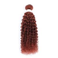 China #33 Dark Auburn Kinky Curly Remy Human Hair Bundles 10-28 Inch Brazilian Weave for sale