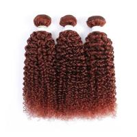 China #33 Dark Auburn Kinky Curly Remy Human Hair Bundles 10-28 Inch Brazilian Weave for sale