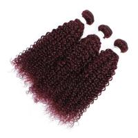 China 99J Dark Wine Kinky Curly Remy Human Hair Bundles 10-28 Inch Brazilian Weave for sale