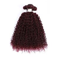 China 99J Dark Wine Kinky Curly Remy Human Hair Bundles 10-28 Inch Brazilian Weave for sale