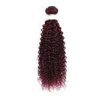 China 99J Dark Wine Kinky Curly Remy Human Hair Bundles 10-28 Inch Brazilian Weave for sale