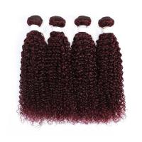 China 99J Dark Wine Kinky Curly Remy Human Hair Bundles 10-28 Inch Brazilian Weave for sale