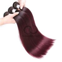 China Straight Remy Human Hair Bundles #T1B/99J Brazilian Weave 10-28 Inch 3 Bundles Per Set for sale