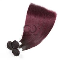 China Straight Remy Human Hair Bundles #T1B/99J Brazilian Weave 10-28 Inch 3 Bundles Per Set for sale