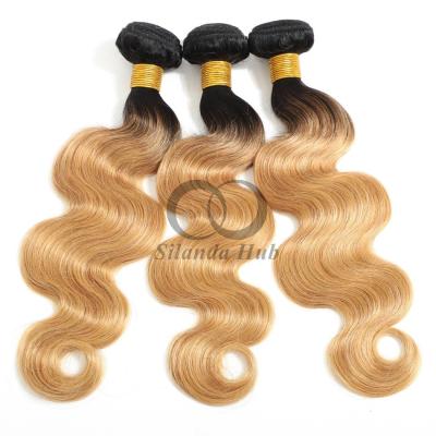 China T1B/27 Body Wave Remy Human Hair Bundles 10-28 Inch Brazilian Sew In Weave 3 Bundles for sale