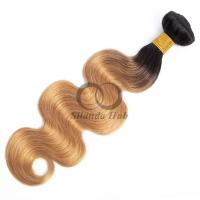 China T1B/27 Body Wave Remy Human Hair Bundles 10-28 Inch Brazilian Sew In Weave 3 Bundles for sale