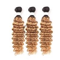 China T1B/27 Deep Wave Remy Human Hair Bundles 10-28 Inch Brazilian Sew In Weave for sale