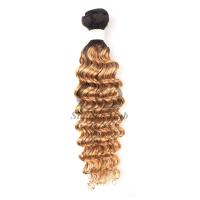 China T1B/27 Deep Wave Remy Human Hair Bundles 10-28 Inch Brazilian Sew In Weave for sale