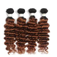 China T1B/30 Deep Wave Remy Human Hair Bundles 10-28 Inch Brazilian Sew In Weave for sale
