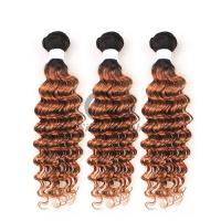 China T1B/30 Deep Wave Remy Human Hair Bundles 10-28 Inch Brazilian Sew In Weave for sale