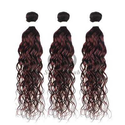 China T1B/99J Water Wave Remy Human Hair Bundles 10-28 Inch Brazilian Sew In Weave 3 Bundles Set for sale