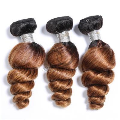 China T1B/30 Loose Wave Remy Human Hair Bundles 10-28 Inch Brazilian Sew In Weave 3 Bundles for sale