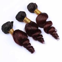 China T1B/99J Loose Wave Remy Human Hair Bundles 10-28 Inch Brazilian Sew In Weave for sale